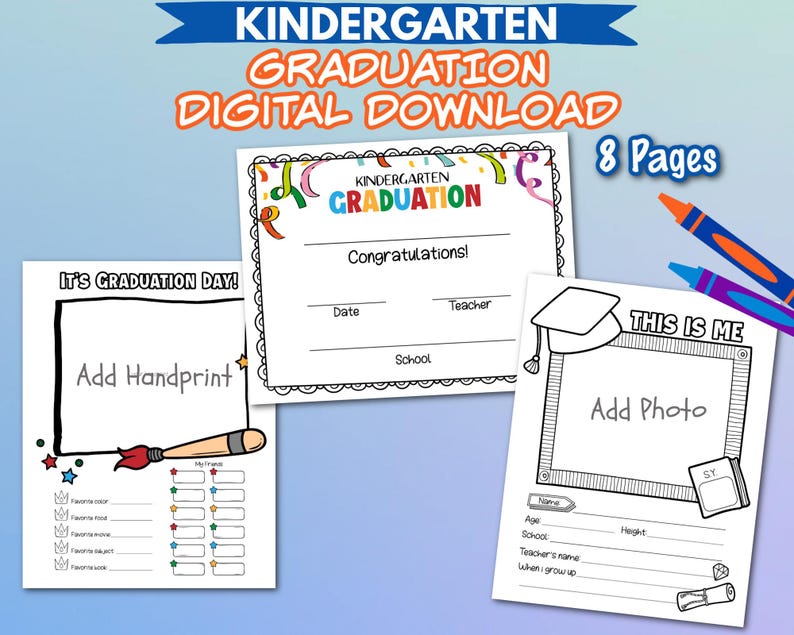Kindergarten Graduation Activity Pages Printable, End of Year Memory ...