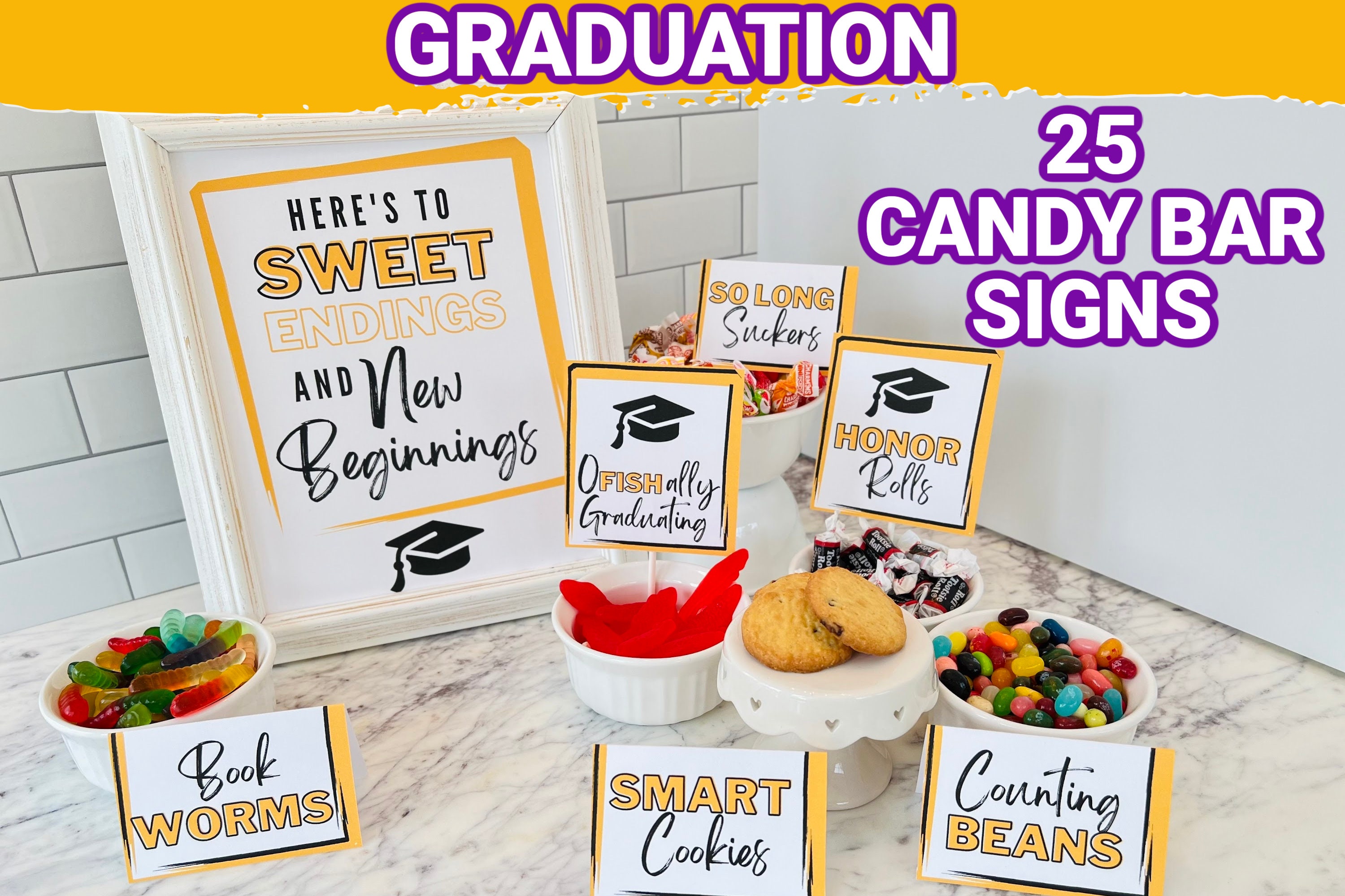 Gray Graduation Candy Buffet Signs Candy Bar Label Grad Party ...