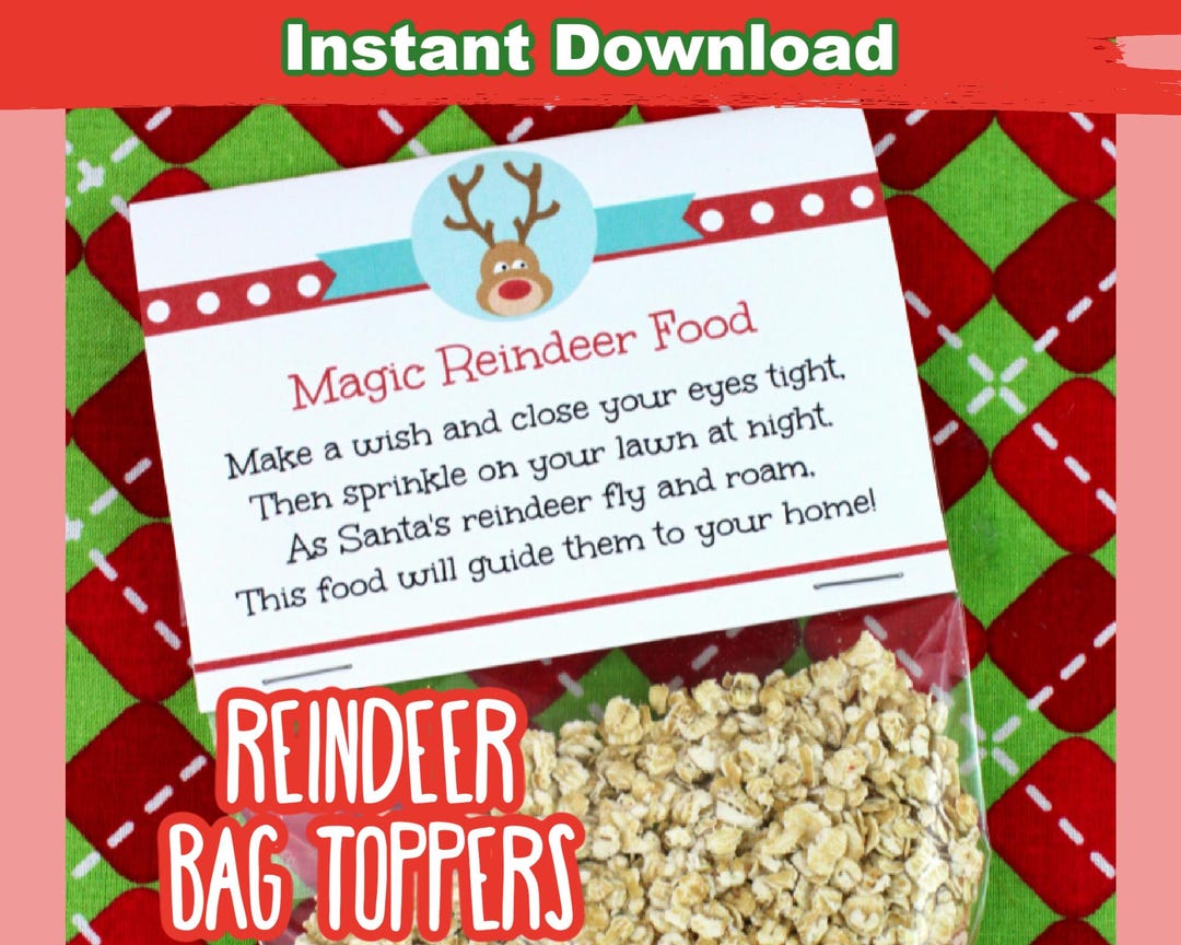 Magic Reindeer Food Poem Label Printable Reindeer Food Bags Christmas ...