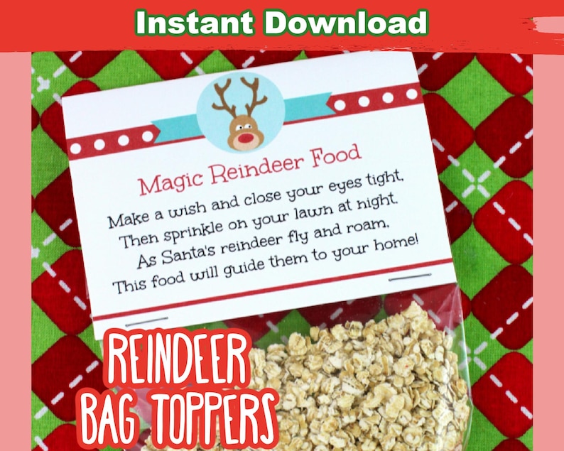 Magic Reindeer Food Poem Label Printable Reindeer Food Bags Christmas ...