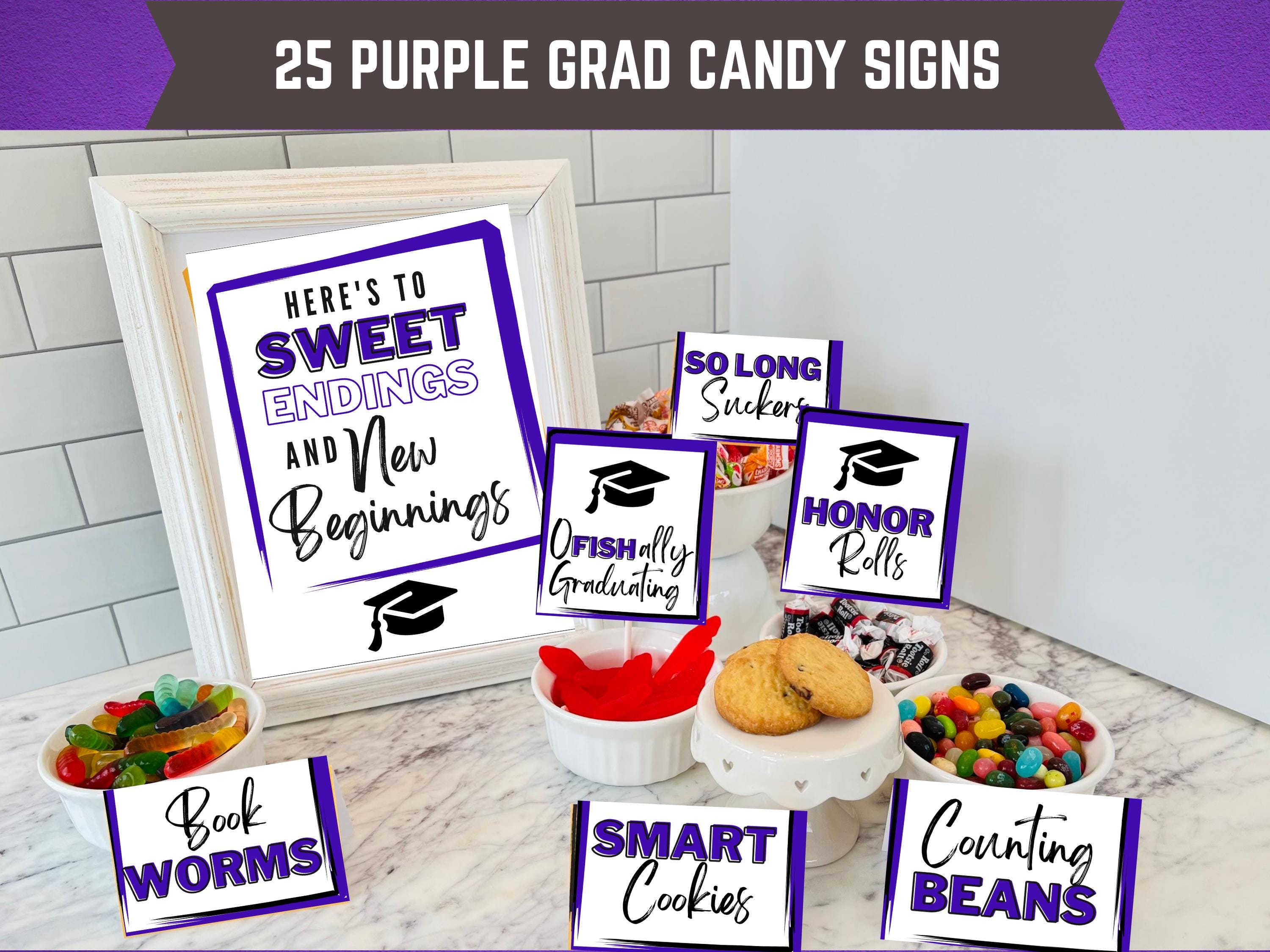 Purple Graduation Candy Buffet Signs Candy Bar Label Grad Party Candy ...