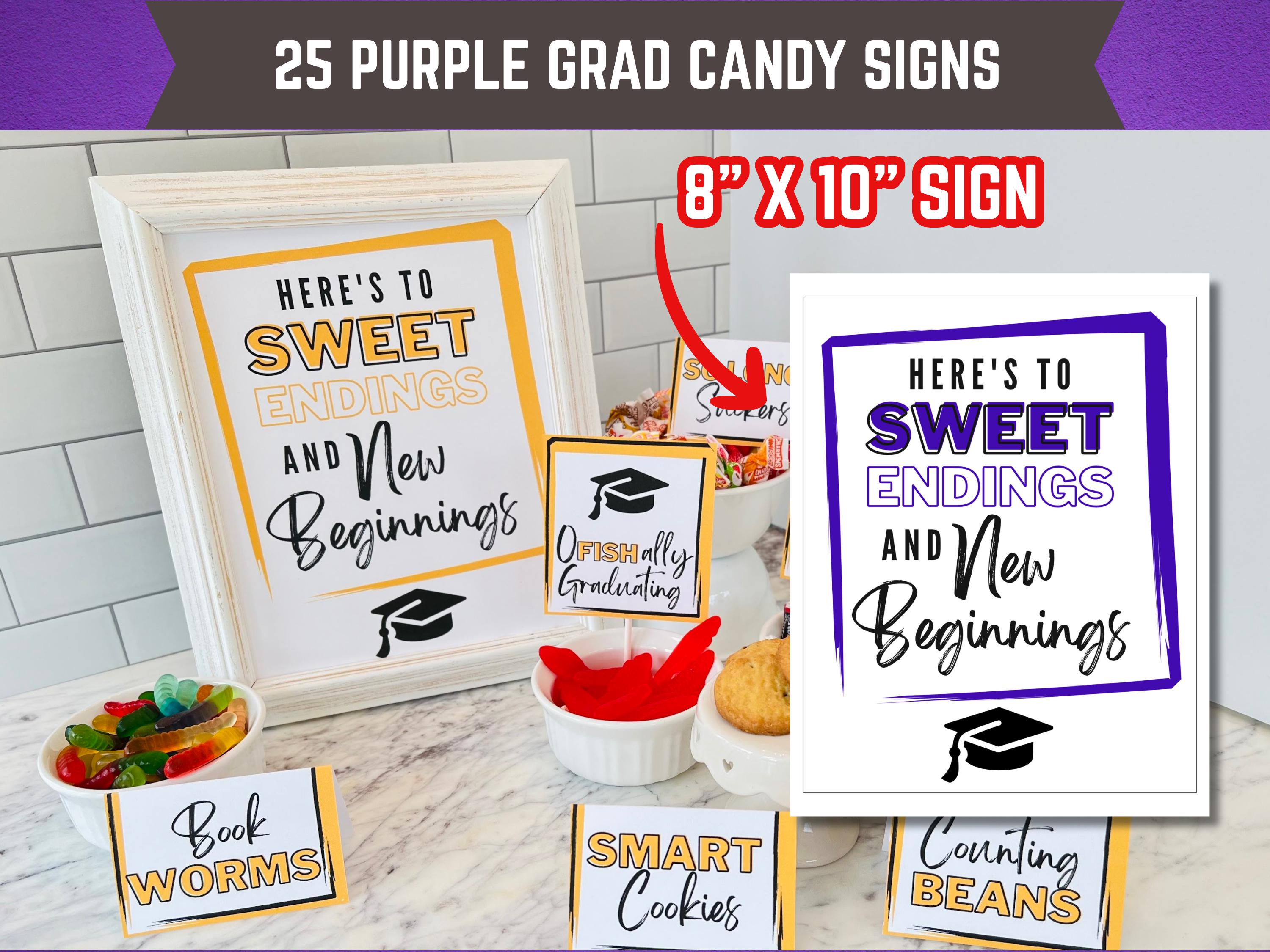 Purple Graduation Candy Buffet Signs, Grad Party Candy Bar Signs ...