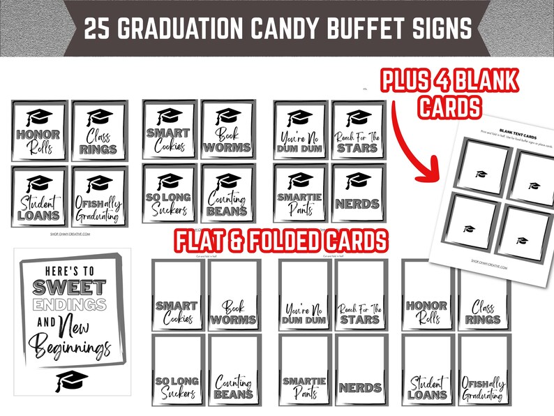Gray Graduation Candy Buffet Signs Candy Bar Label Grad Party Candy Bar ...