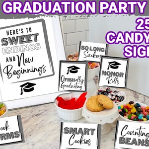 Gray Graduation Candy Buffet Signs | Candy Bar Label | Grad Party ...