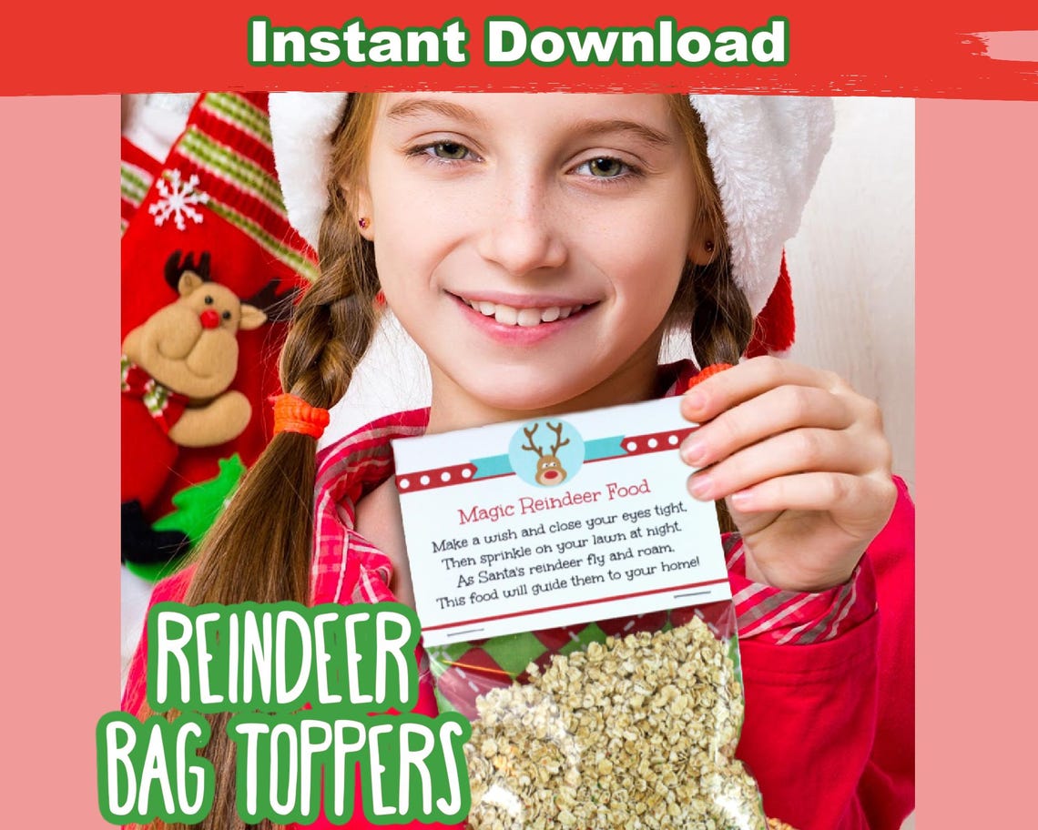Magic Reindeer Food Poem Label Printable Reindeer Food Bags Christmas ...