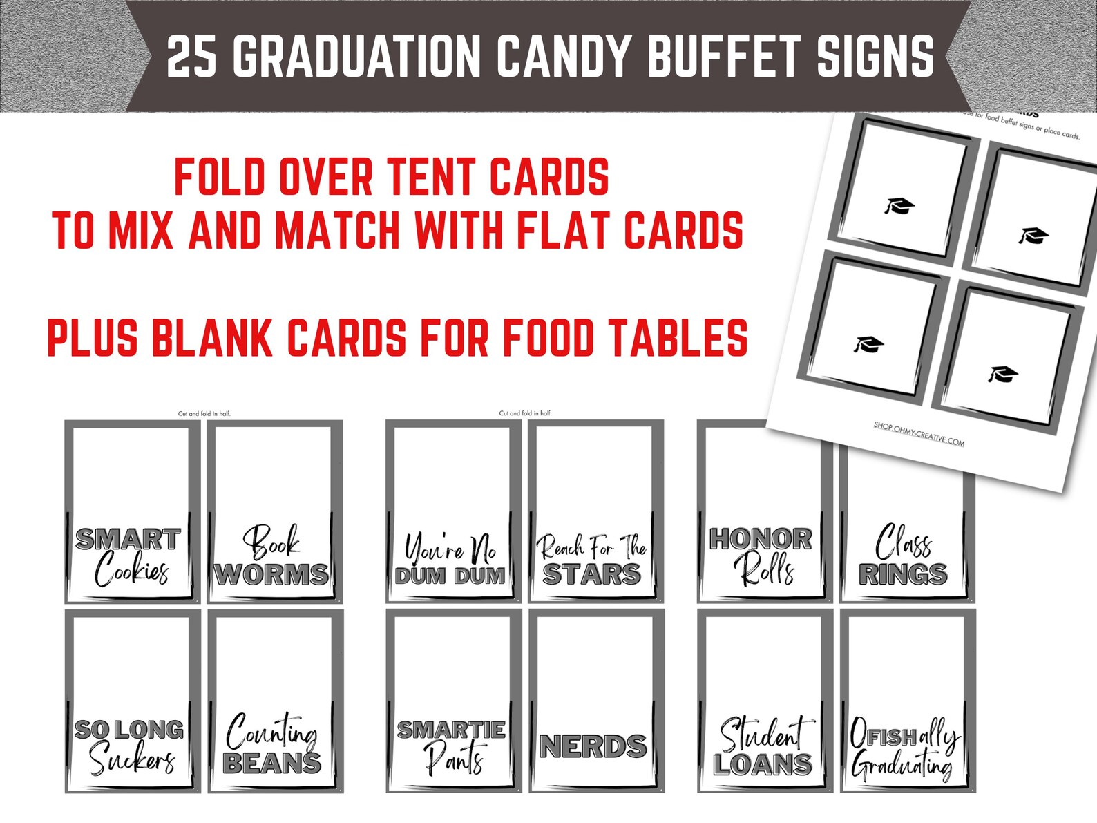 Gray Graduation Candy Buffet Signs Candy Bar Label Grad Party Candy Bar ...