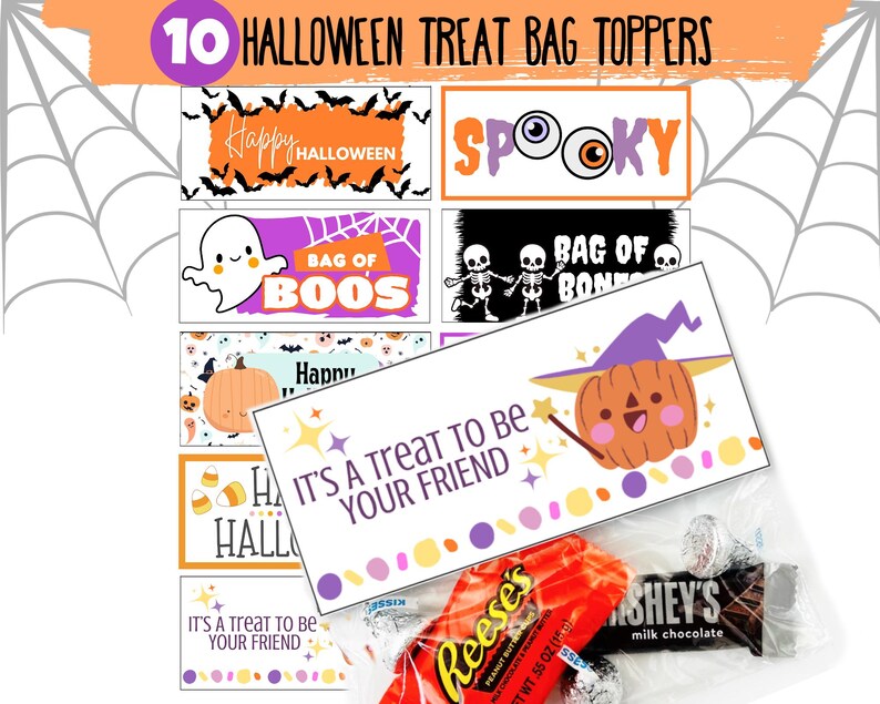 Halloween Treat Bag Toppers Digital Download Bag Topper Template ...