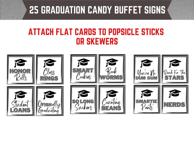 Gray Graduation Candy Buffet Signs Candy Bar Label Grad Party Candy Bar ...