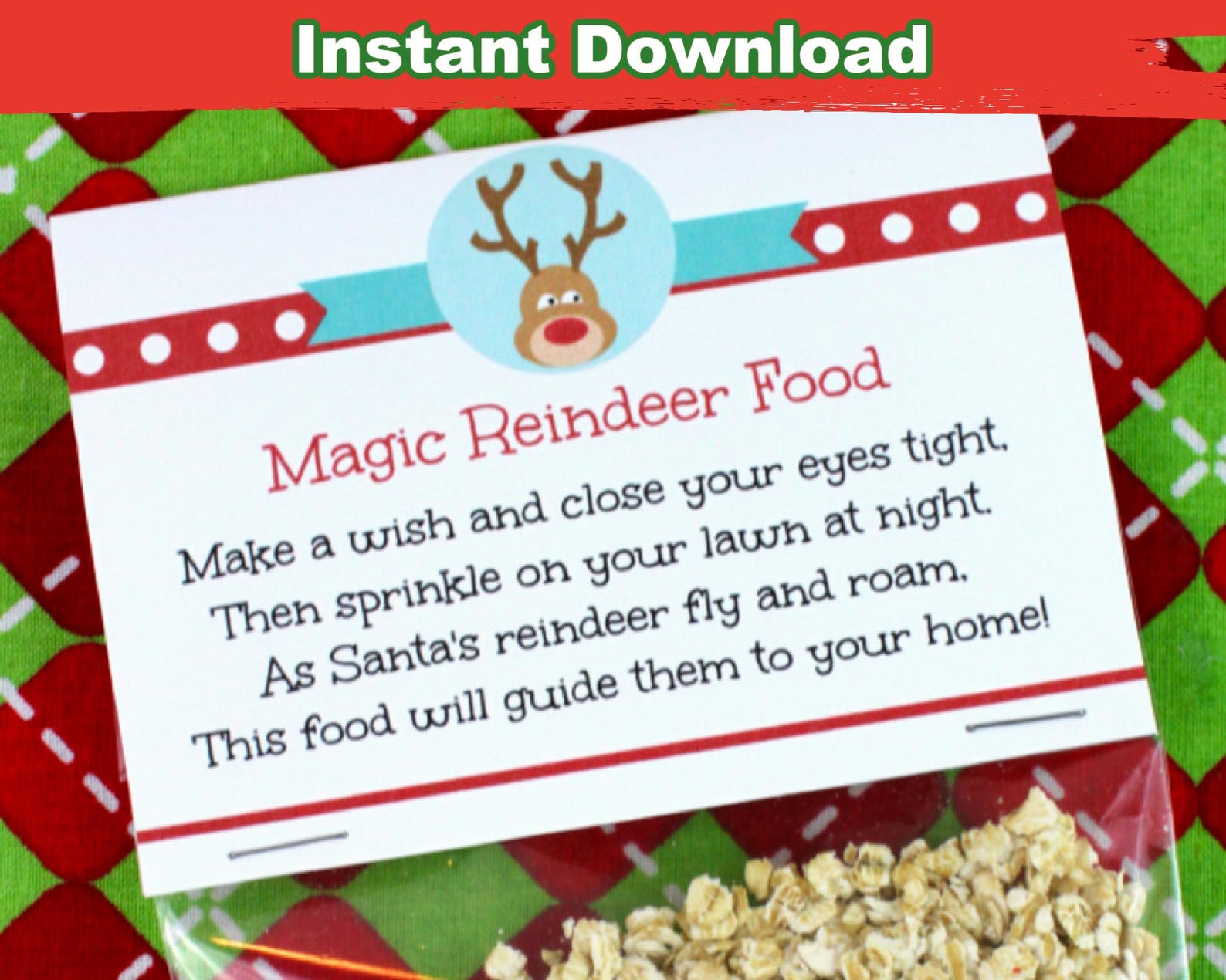 Magic Reindeer Food Poem Label Printable Reindeer Food Bags Christmas ...