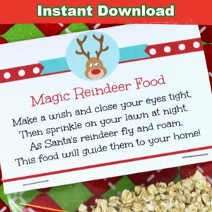 Magic Reindeer Food Poem Label Printable Reindeer Food Bags Christmas ...