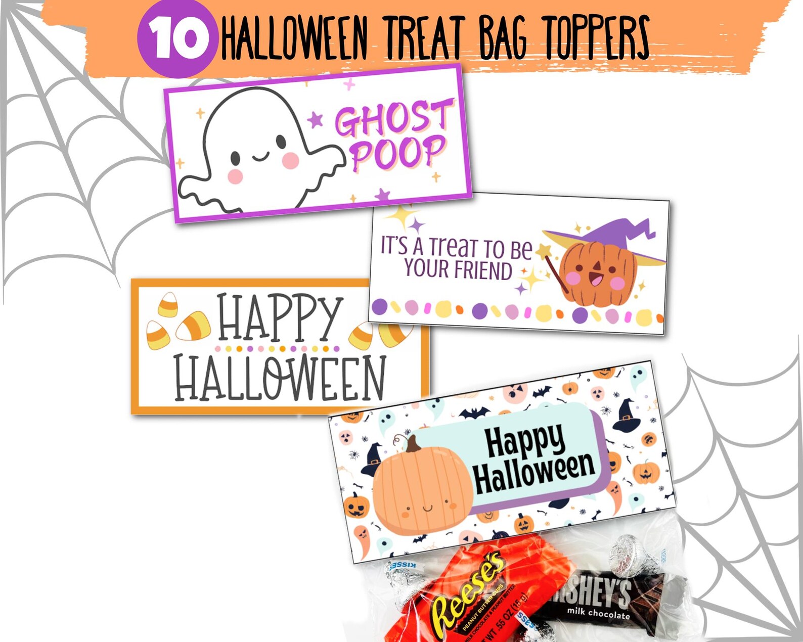 Halloween Treat Bag Toppers Digital Download Bag Topper Template ...