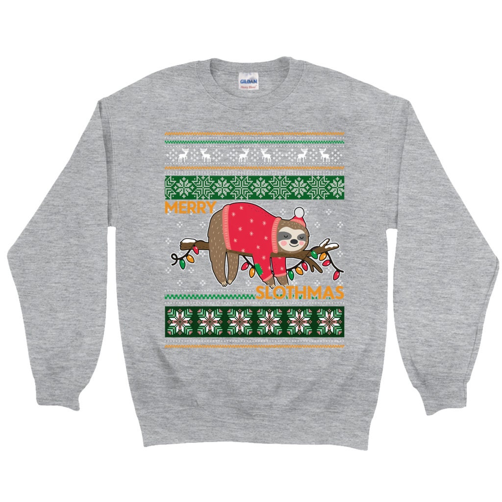 Sloth Ugly Christmas Sweater, Sloth Sweatshirt, Sloth Christmas ...