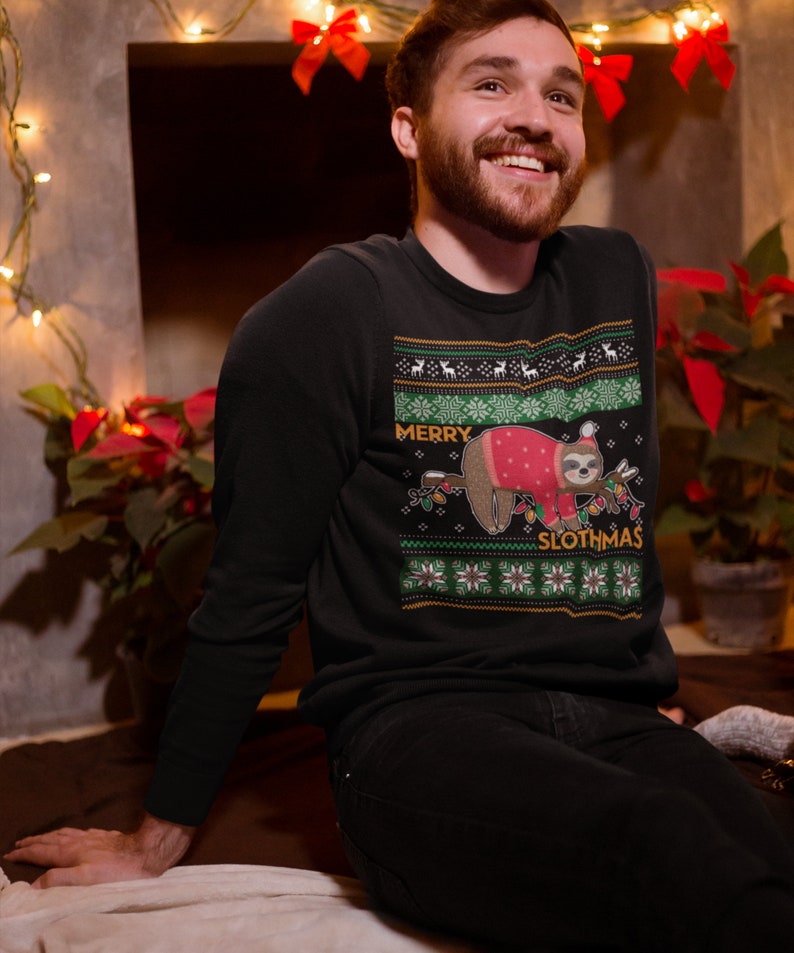 Sloth Ugly Christmas Sweater, Sloth Sweatshirt, Sloth Christmas ...