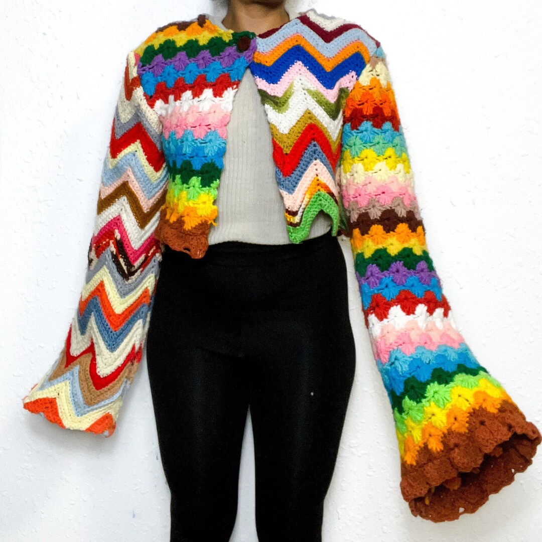 Upcycled Afghan Cardigan - Etsy