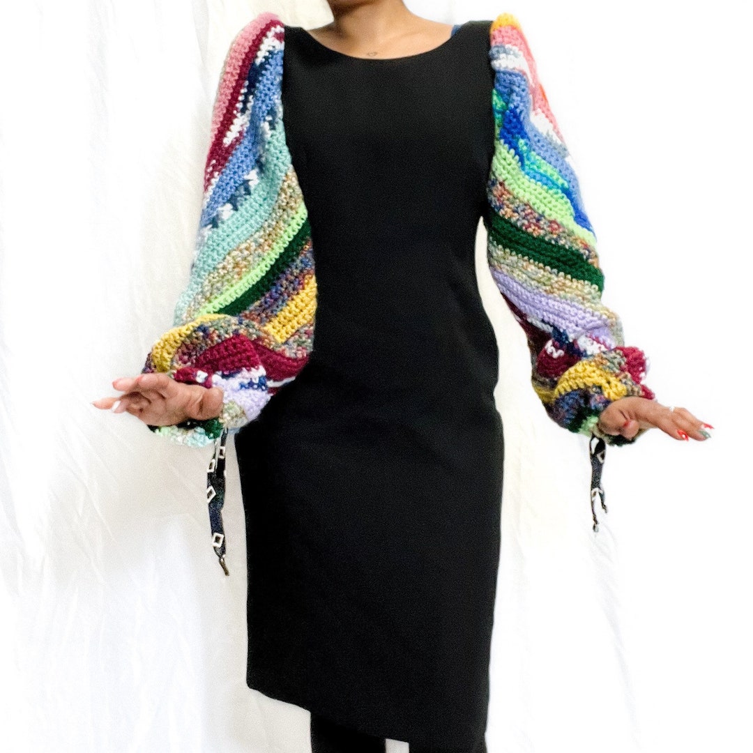 Repurposed Afghan Sleeves Black Dress - Etsy
