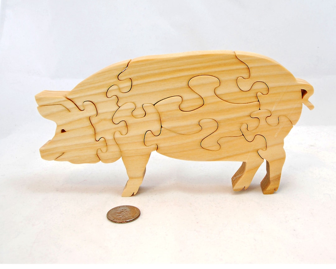 Wooden Pig Puzzle • Hog • Swine • Wood Jigsaw • Shelf Sitter Art ...