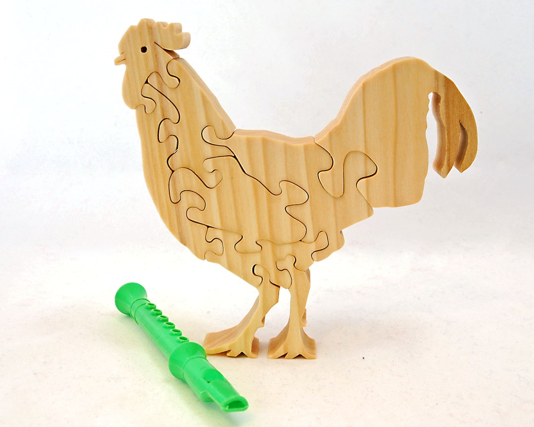 Wooden Rooster Puzzle That Stands Up • chicken • shelf Sitter Art ...