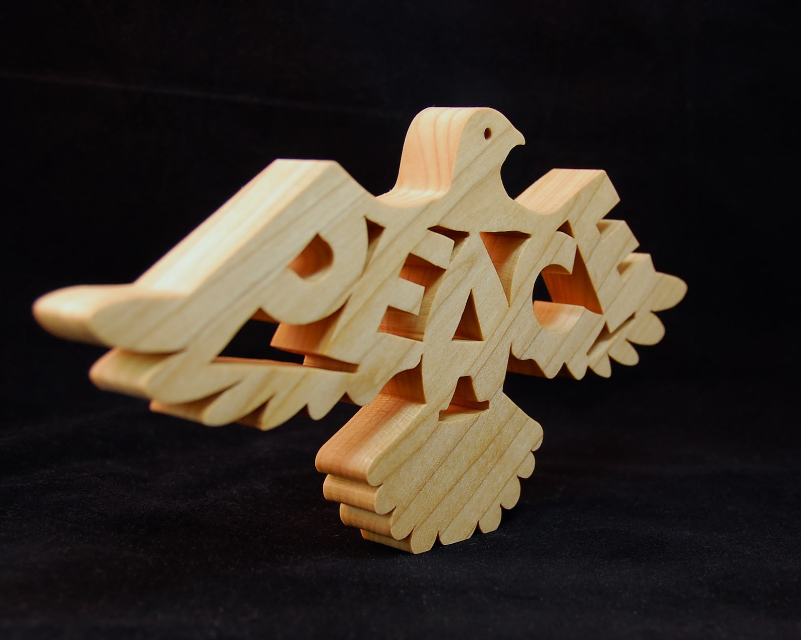 Peace Dove Wooden Word Art wall Sign or Free Standing handmade hand Cut ...