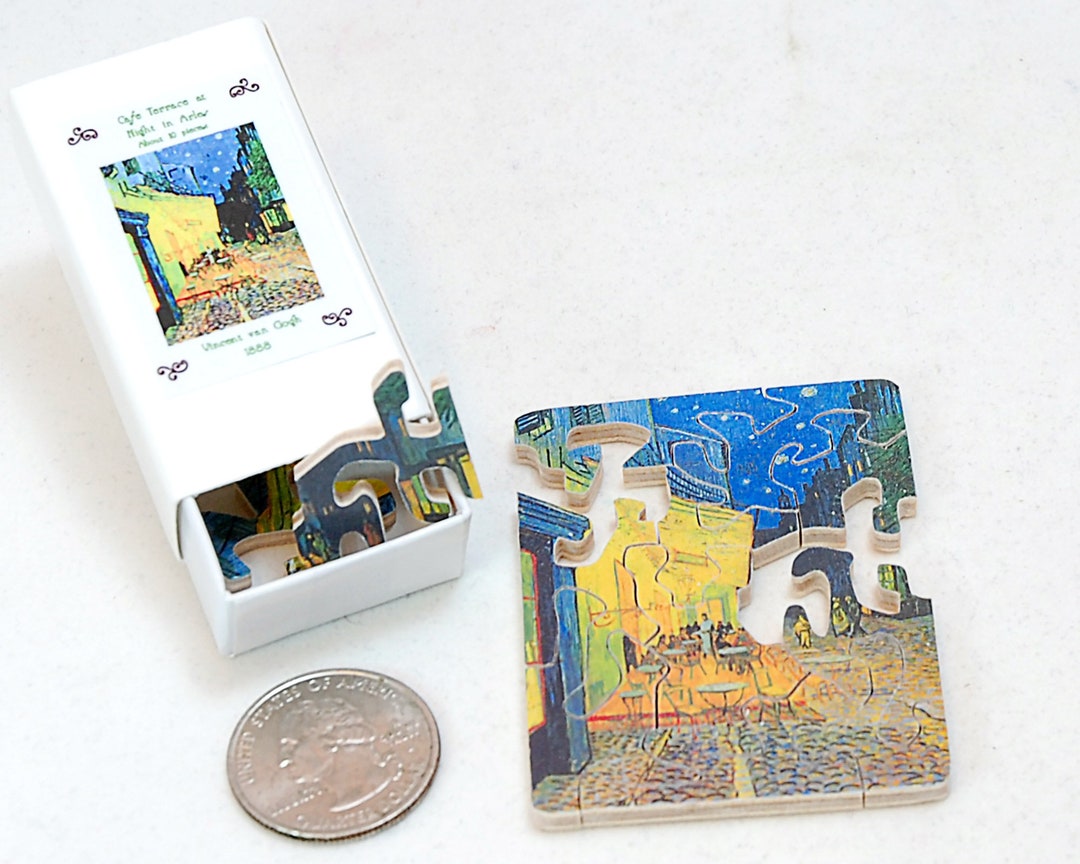 Mini Matchbox Puzzle Cafe Terrace at Night by Van Gogh. Wooden Jigsaw ...