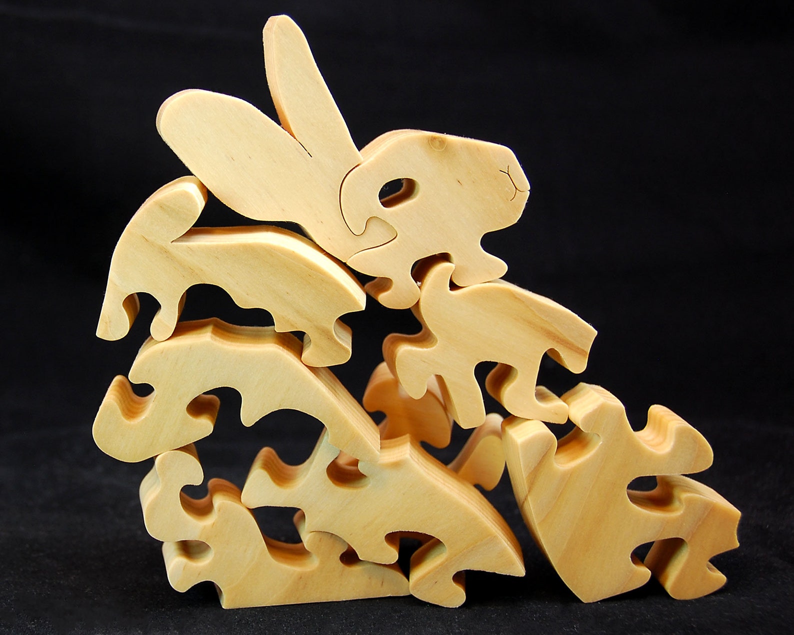 Wooden Rabbit Puzzle.handmade Hand Cut With Scroll Saw - Etsy