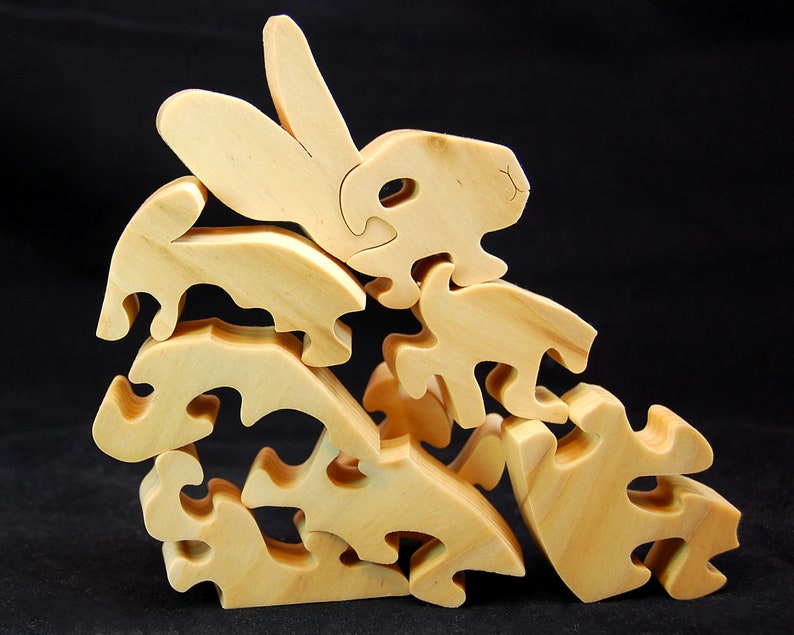 Wooden Rabbit Puzzle.handmade Hand Cut With Scroll Saw - Etsy