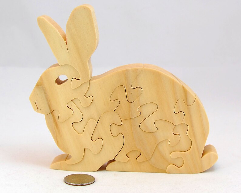 Wooden Rabbit Puzzle.handmade Hand Cut With Scroll Saw - Etsy