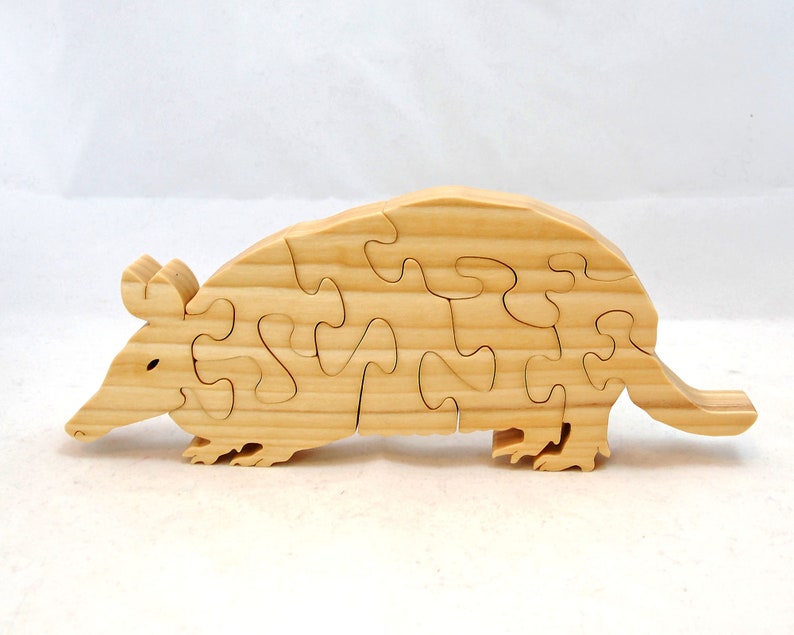 Wooden Armadillo Puzzle. Shelf Sitter Art, Animal Desk Toy, Armadillo ...