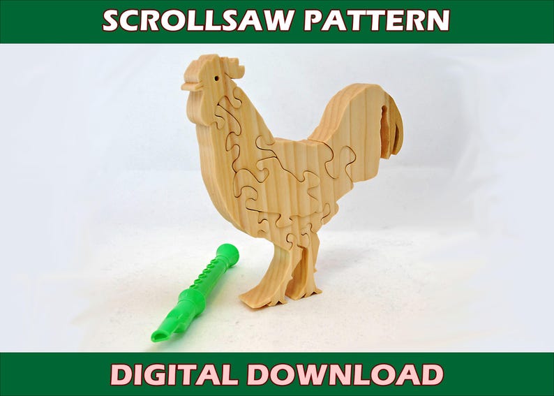 Scroll Saw Pattern. Rooster Stand up Puzzle. Digital Download of PDF ...