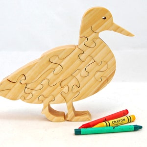 Wooden Duck Puzzle That Stands up - Duck Art Shelf Sitter - Animal Desk ...