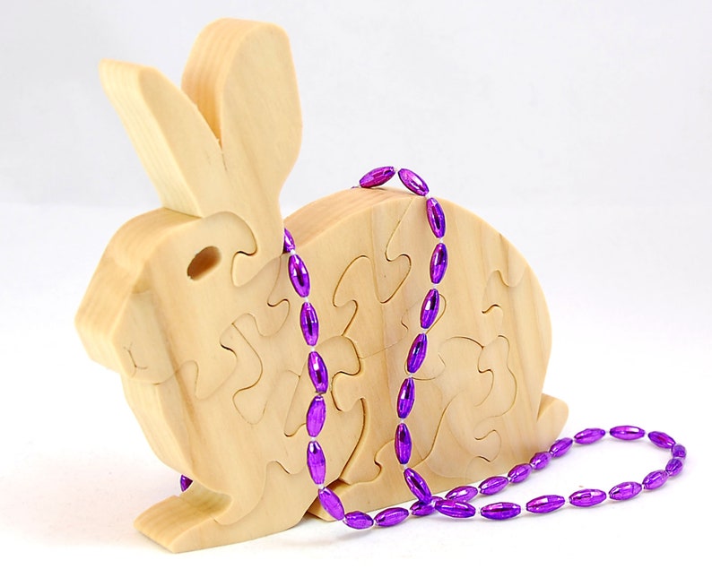 Wooden Rabbit Puzzle.handmade Hand Cut With Scroll Saw - Etsy