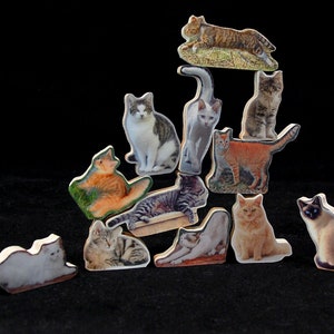 Stacking Cats Playset. One Dozen Wooden Cat Toys. Cat Game. 12 Hand Cut ...