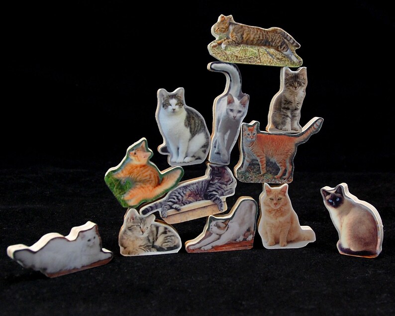 Stacking Cats Playset. One Dozen Wooden Cat Toys. Cat Game. 12 - Etsy