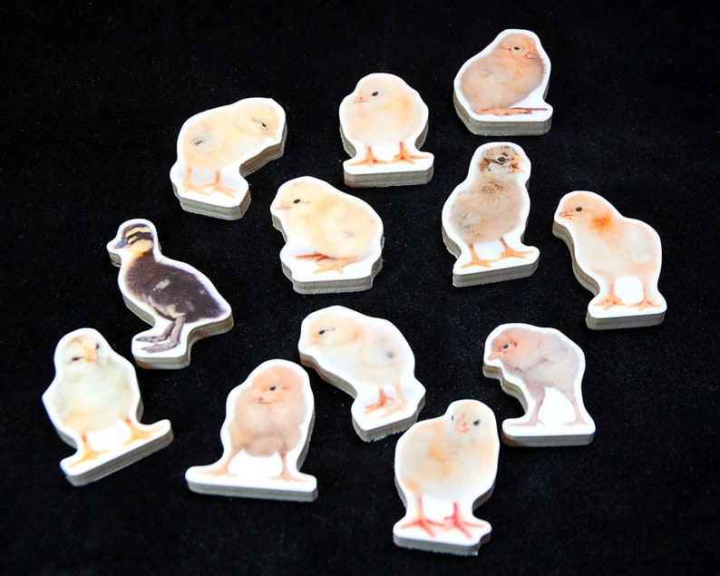 Stacking Chicks Playset. 12 Baby Chicken Wooden Toys. Hand Cut ...