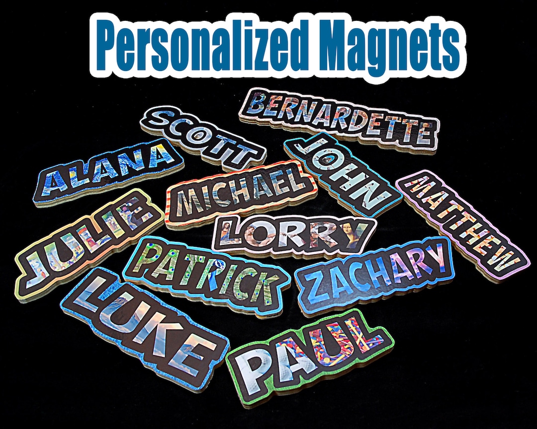 Custom Name Magnet With Personalized Backgrounds. Hand-cut Wooden ...