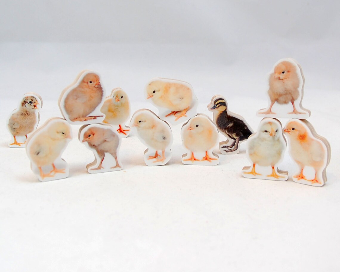 Stacking Chicks Playset. 12 Baby Chicken Wooden Toys. Hand Cut | Etsy