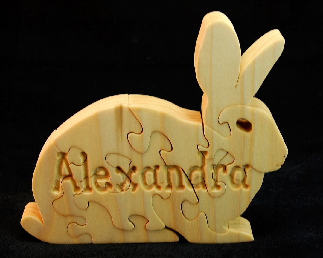 Wooden Rabbit Puzzle. handmade, Hand Cut With Scroll Saw • wood Bunny ...