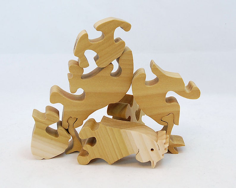 Wooden Hen Puzzle That Stands Up. Chicken Shelf Sitter Art • animal ...