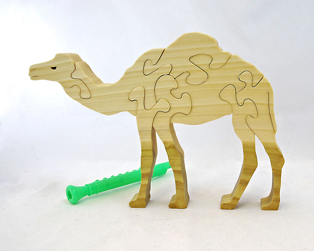 Wooden Camel Puzzle That Stands up Camel Art Shelf Sitter Animal Desk ...