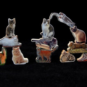 Stacking Cats Playset. One Dozen Wooden Cat Toys. Cat Game. 12 Hand Cut ...