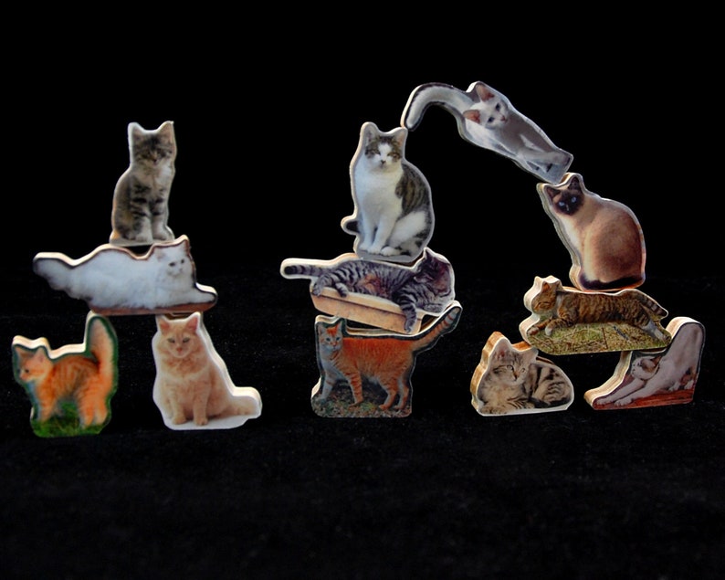 Stacking Cats Playset. One Dozen Wooden Cat Toys. Cat Game. 12 - Etsy