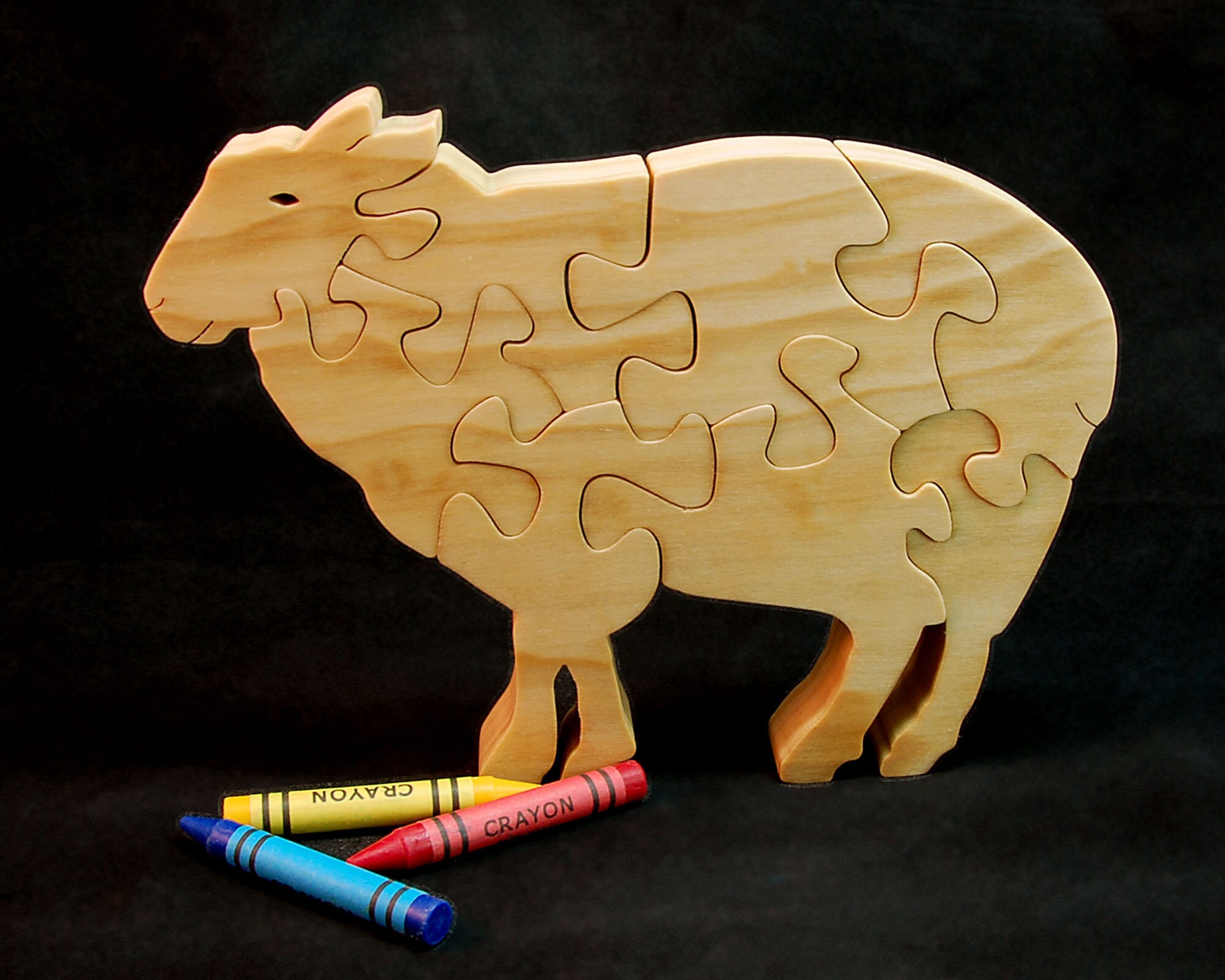 Wooden Sheep Puzzle Stand up Jigsaw Ewe Shelf Sitter Art Animal Desk ...