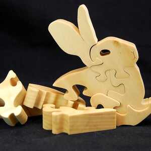 Wooden Rabbit Puzzle. handmade, Hand Cut With Scroll Saw • wood Bunny ...