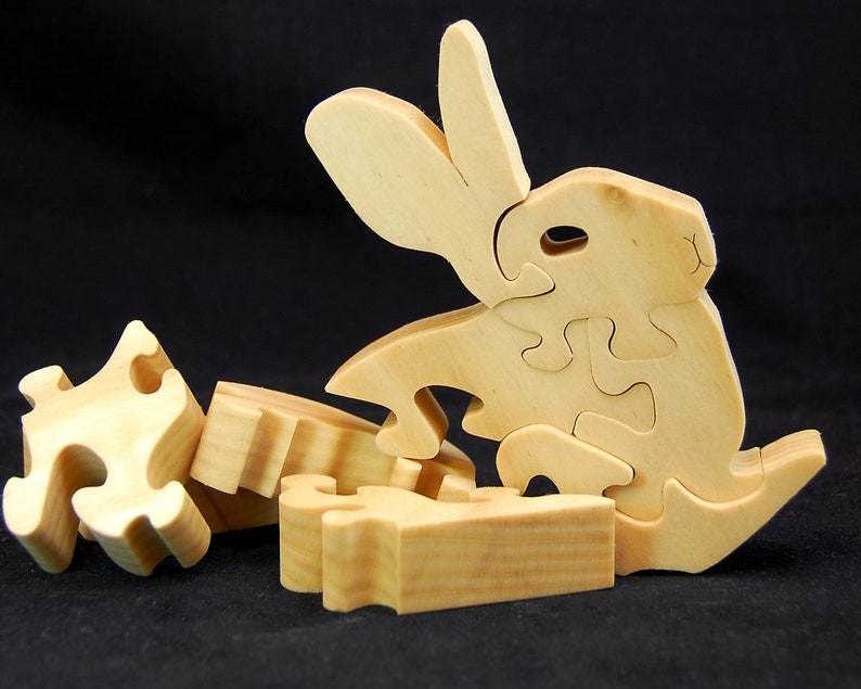 Wooden Rabbit Puzzle.handmade Hand Cut With Scroll Saw | Etsy