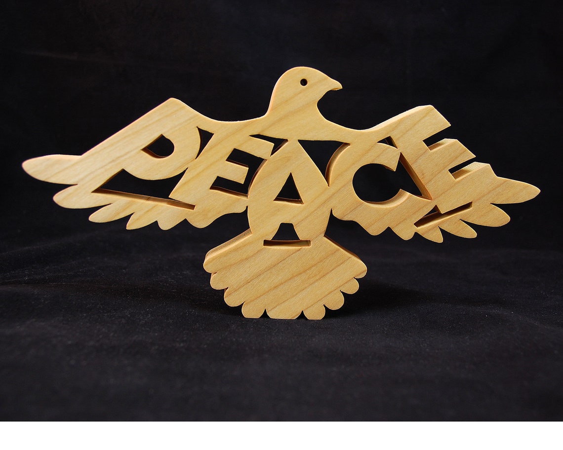 Peace Dove Wooden Word Art wall Sign or Free Standing - Etsy