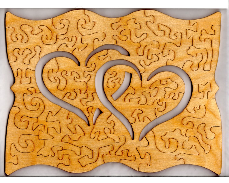 Two Hearts Together Wooden Heart Puzzle Naturally Finished - Etsy