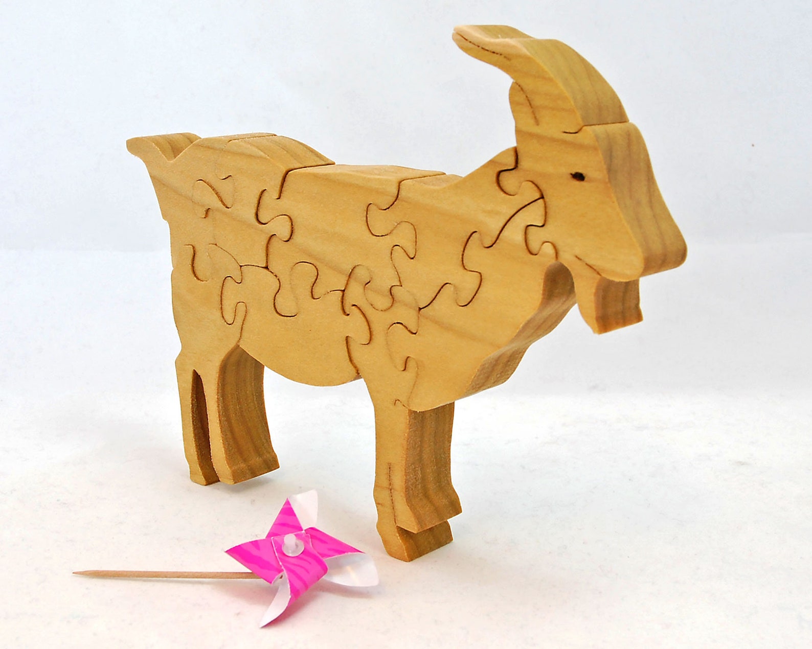 Wooden Goat Puzzle That Stands up - Billy Goat Art Shelf Sitter ...