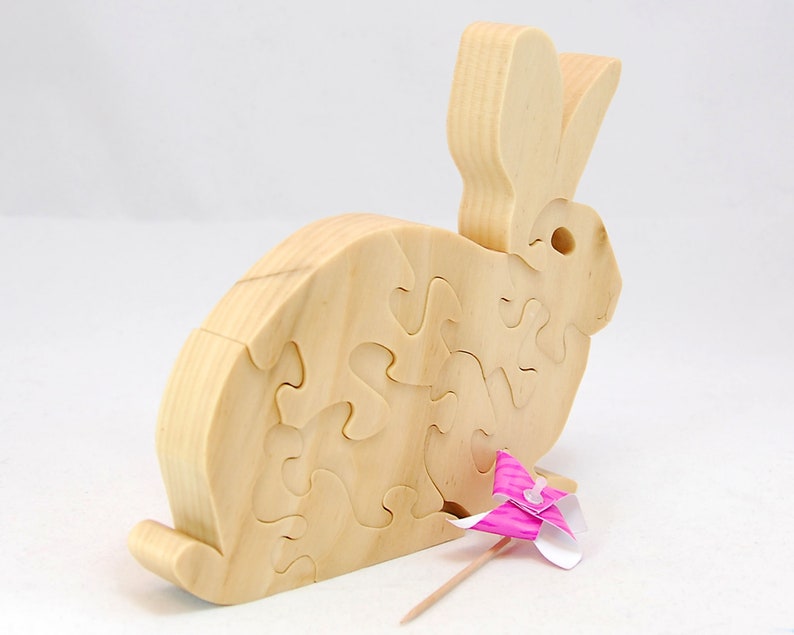 Wooden Rabbit Puzzle.handmade Hand Cut With Scroll Saw - Etsy