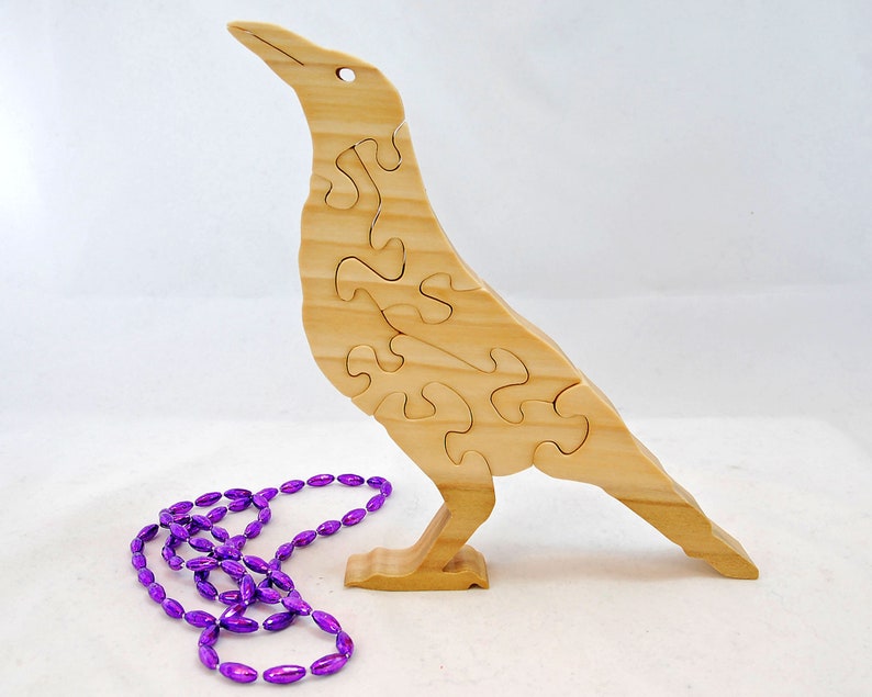 Raven Wooden Puzzle. Crow Shelf Sitter. Black Bird Wood - Etsy