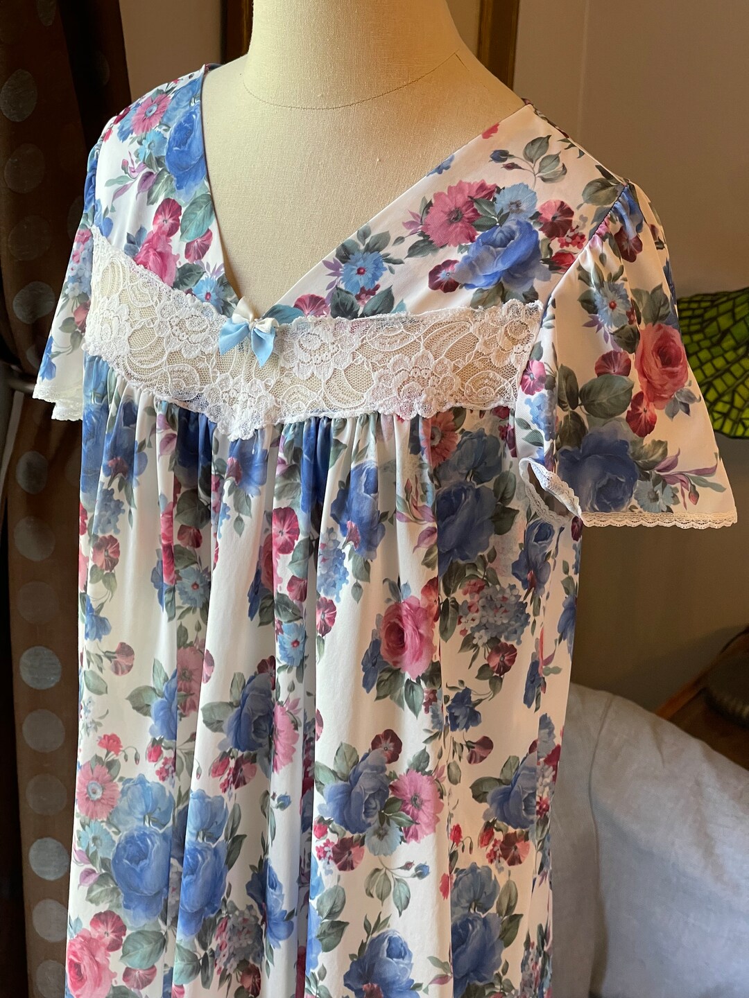 Vintage Nightgown Granniecore Golden Girls Floral Nightie Lingerie Gown ...