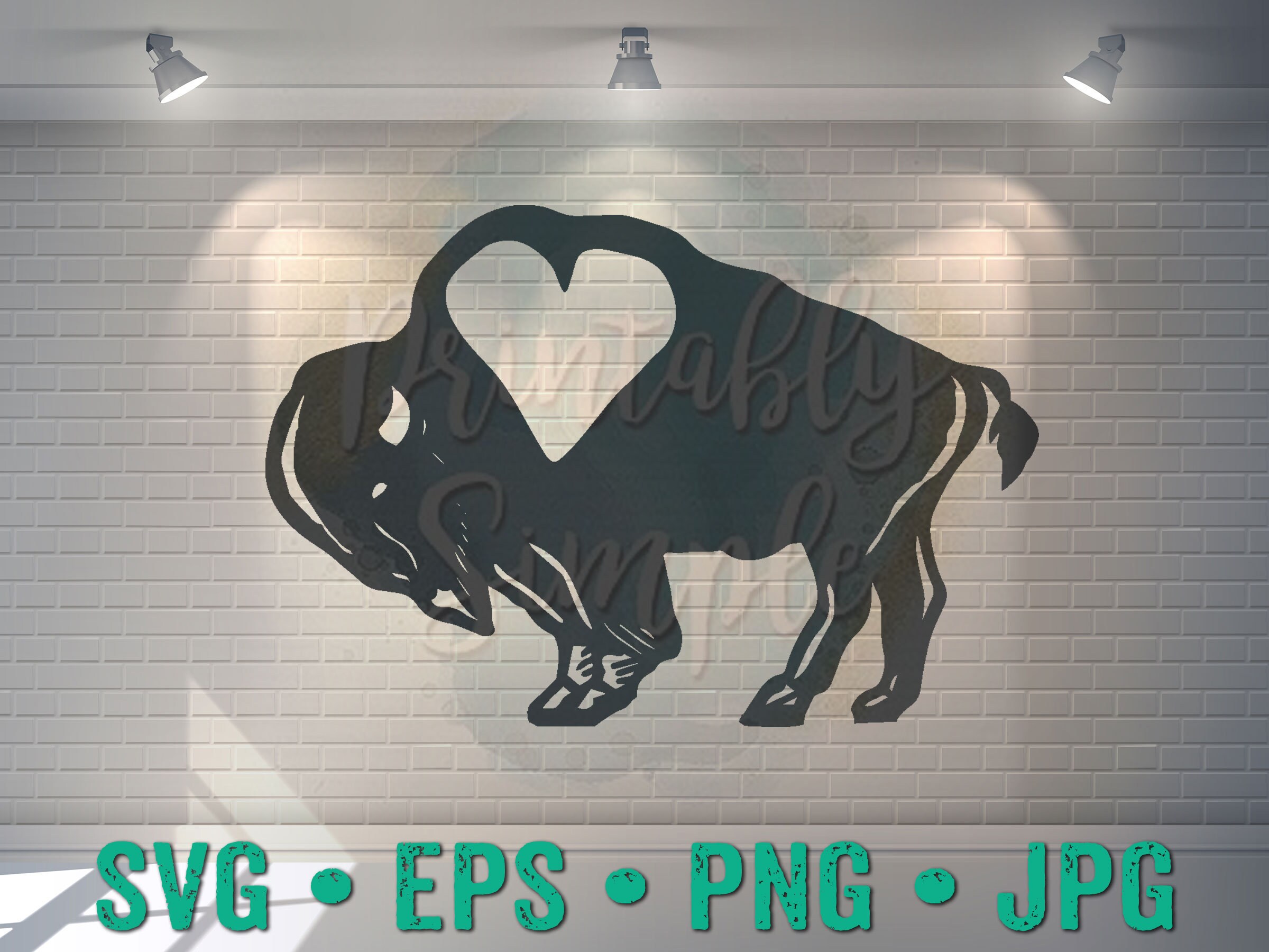 Bison Buffalo Heart Love SVG Clipart Cut File - Etsy